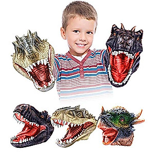 Dinosaur Puppet Toy for Boy 8-12, Geyiie Dino Toys Puppets for Girls Toddler, Dinosaurio Indominus Battle Toys for Kids 5-7 Velociraptor Head Toys Valentine GIF