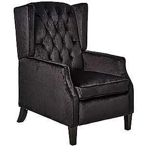 Christopher Knight Home Diana Wingback Recliner, Black + Dark Brown
