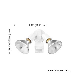 Globe Electric 17000269 110-Degree 240 W Twin Head White Hardwired Motion Sensor Security Flood Light, Spotlight, Outdoor, Outside House Lights