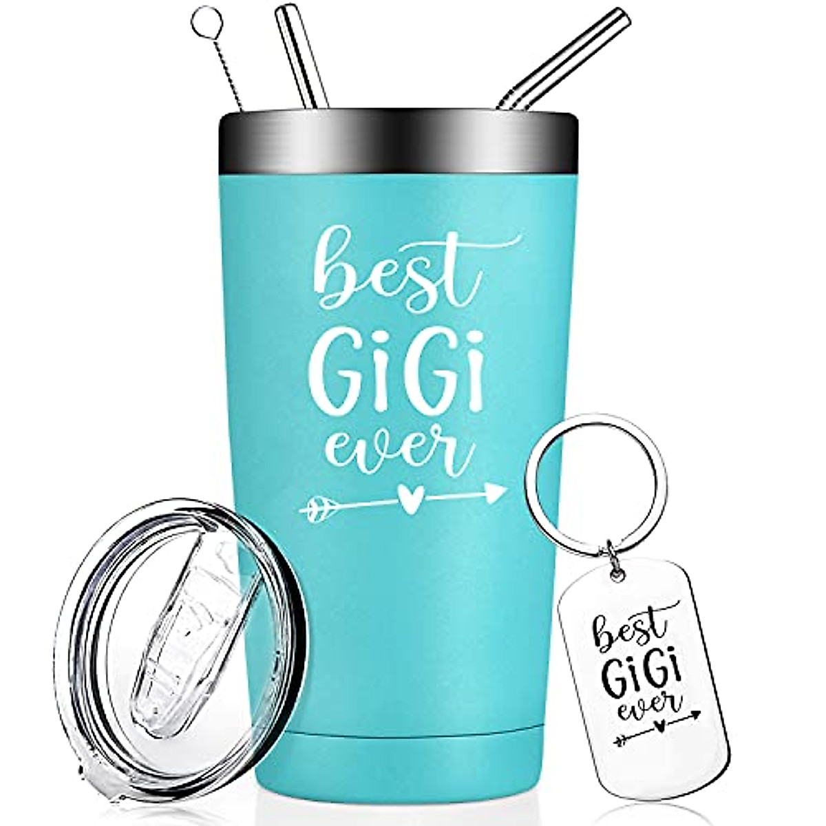 Fufandi Best Gigi Ever - Gigi Gifts for Grandma - Funny Christmas Gifts for New Grandma, Nana, Soon To Be Gigi, World's Best Gigi Tumbler Cup (20oz, Mint)