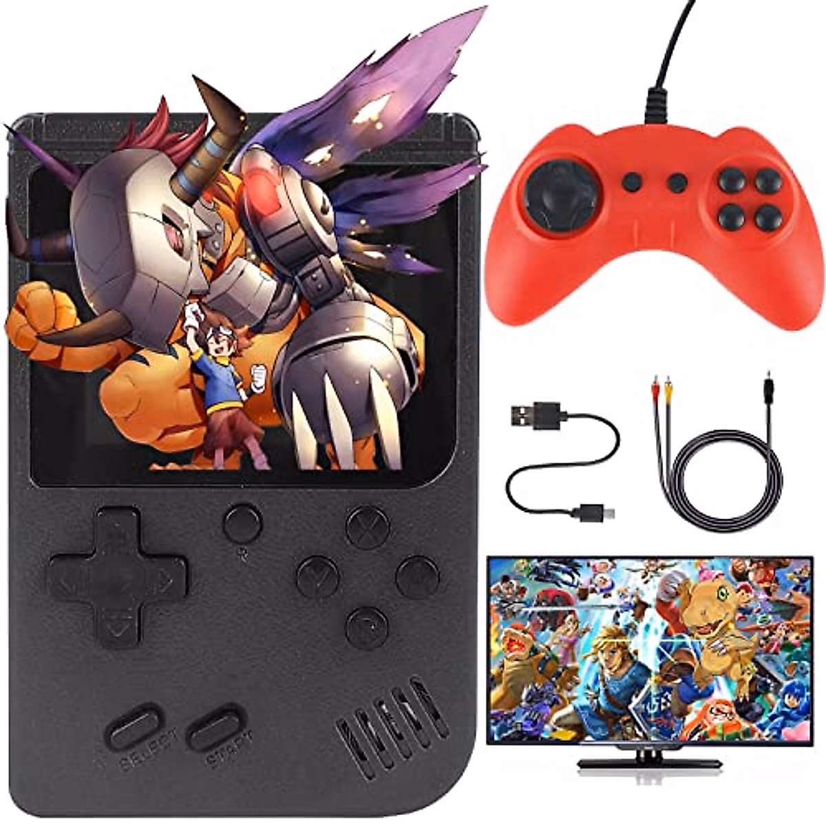 Retro Handheld Game Console, 500 Games Portable Hand Held Video Game for Kids & Adult Classical FC Games with 3.0-Inch Screen Rechargeable Battery Handheld Gaming Two Players Support for TV