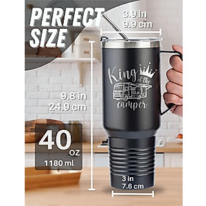 Onebttl RV Camper Gifts Tumbler Coffee Mug, Gifts for Campers, RV Enthusiasts, RV Owners, Outdoors, Picnic, Camping, Stainless Steel Insulated 1180ml/40oz - King of the Camper