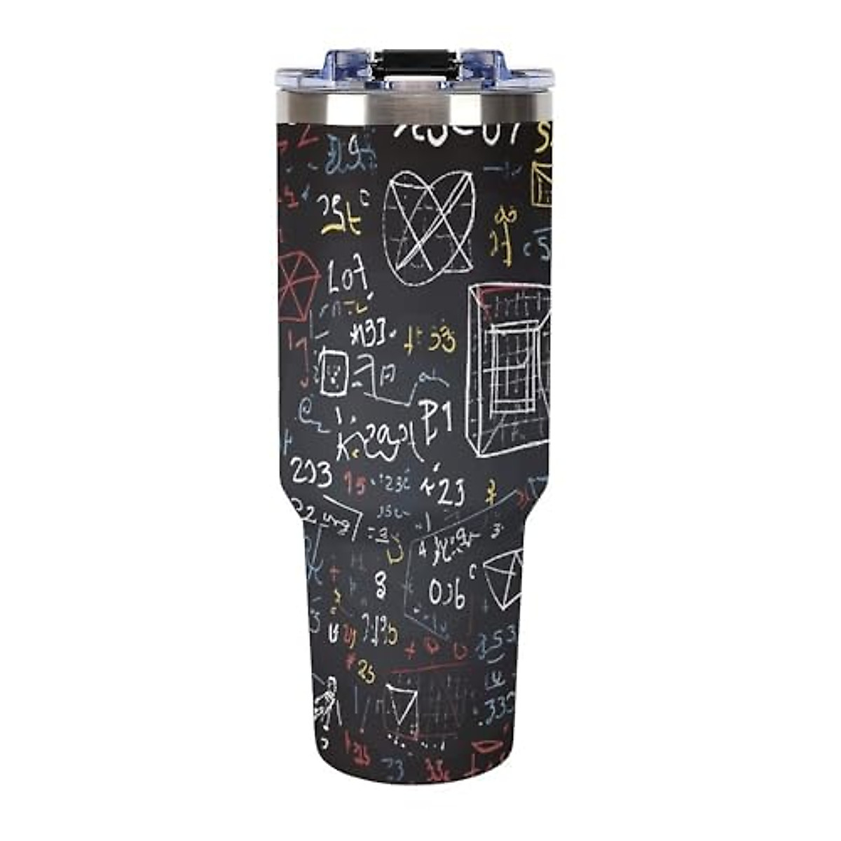 40 Oz Vacuum Tumbler with Light Rose Red Handle Leakproof Insulated Tumbler Mathematics And Physics Stainless Steel Travel Mug with Lid And Straw Coffee Cup Cute Water Bottles Cup Holder Friendly