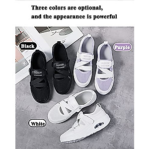 JITUUE Women's Comfort Shoes Adjustable Breathable Air Cushioned Insoles Wedges Slip-on Sport Walking Sneakers Fitness Casual Shoes with Eyelets(White,US 7
