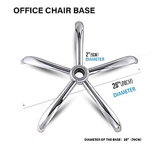 Sytopia Office Chair Base, 28 Inch Office Chair Base Replacement with Reinforced Metal Legs (2200Lbs), Chair Bottom Part for Most Chairs, Universal Gas Cylinder and Caster Sockets (Polished Steel)