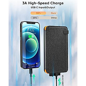 Hiluckey Solar Charger 25000mAh, Outdoor USB C Portable Power Bank with 4 Solar Panels, 3A Fast Charge External Battery Pack with 3 USB Outputs Compatible with Smartphones, Tablets, etc.