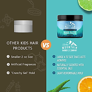 Rocky Mountain Barber Company Kids Hair Styling Paste for Boys - Large 4 oz Tub - Medium Hold Gel for All Hairstyles - Citrus Scent