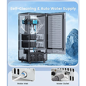 Joy Pebble Nugget Ice Maker Machine,Commercial Under Counter Ice Machine, Stainless Steel Built-in Freestanding Ice Maker,66Lbs/Day,Self-Cleaning & 24H Timer Ice Machine for Bar/Cafe/Business