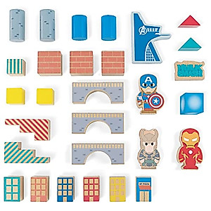 Disney Marvel Wooden, Avengers 29-Piece Block Set, Kids Toys for Ages 18 Month, Amazon Exclusive