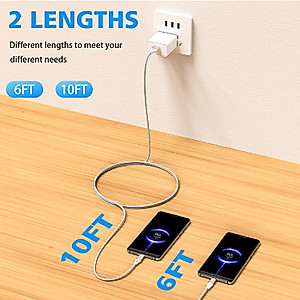USB C Charger Cable 10FT+6FT,Long Fast Charging Cord for Samsung Phone S20 FE 5G/S22 Plus Ultra A12 A13 A14 A54 A03S,Galaxy Tab A 10.1 2019/8.0 2017/8.4 2020/10.5",Tab A7 10.4",Tab S6/Lite S7 Tablet