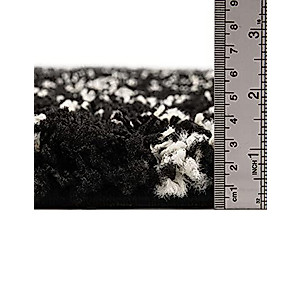 Unique Loom Moroccan Trellis Shag Collection Area Rug - Meknes (10' Round, Black and White)