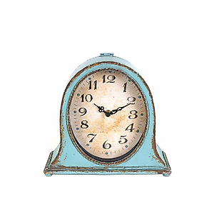 Creative Co-Op Metal Mantel Clock with Aqua Finish