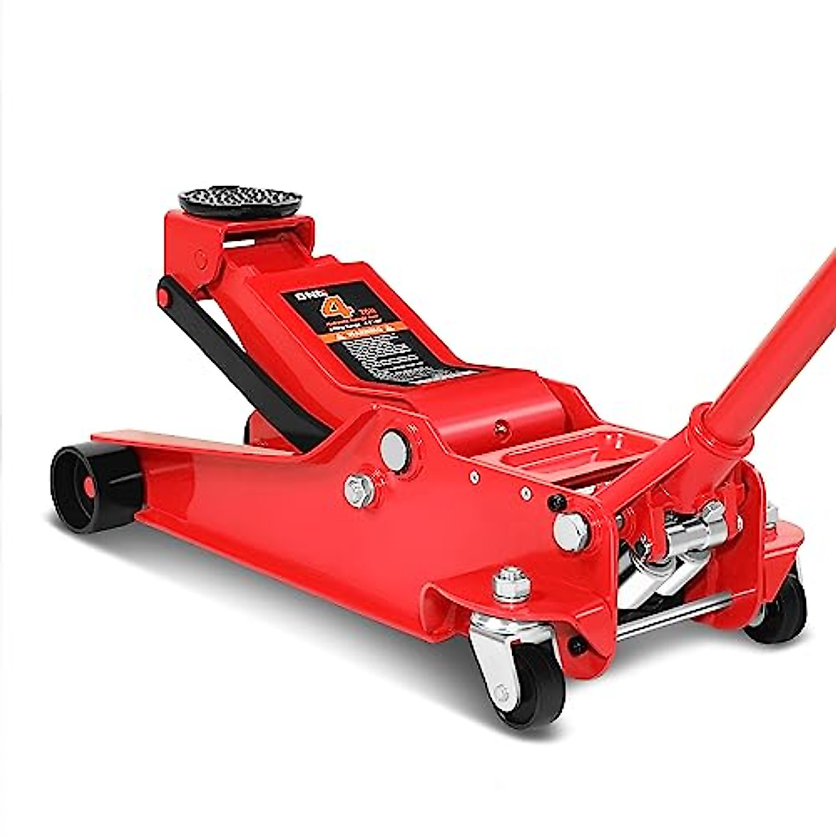 DNA MOTORING Low Profile Hydraulic Trolley Service/Floor Jack, 4 Ton (8000 lbs) Capacity, Lifting Range 4.5"-20",Red,TOOLS-00307
