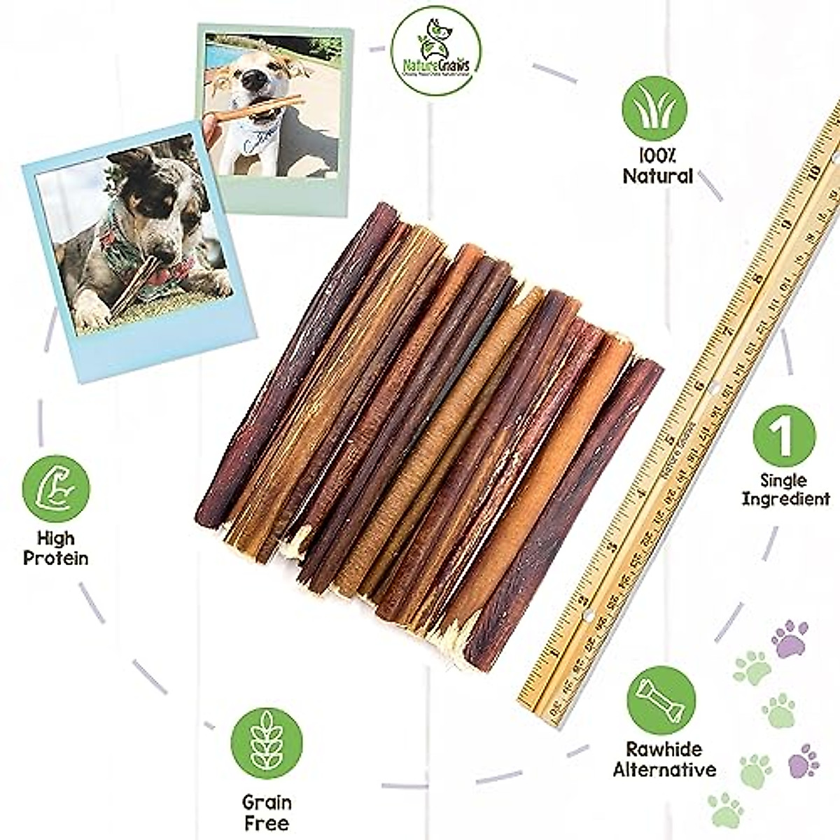 Nature Gnaws Mixed Bully Sticks for Small Dogs - Premium Natural Tasty Beef Bones - Simple Long Lasting Dog Chew Treats - Rawhide Free - 6 Inch
