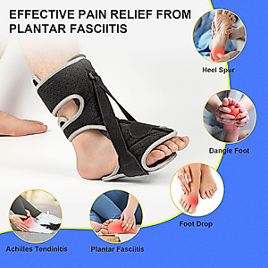 Kairry Plantar Fasciitis Night Splint,2023 Upgraded Adjustable Plantar Fasciitis Relief Night Splint ，Achilles Tendonitis and Foot Drop for Women and Men (Black Gray)