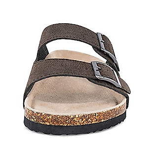 TF STAR Men’s Cow Suede Leather Slide Sandals,2-Strap Adjustable Buckle,Casual Slippers, Slide Cork Footbed shoes