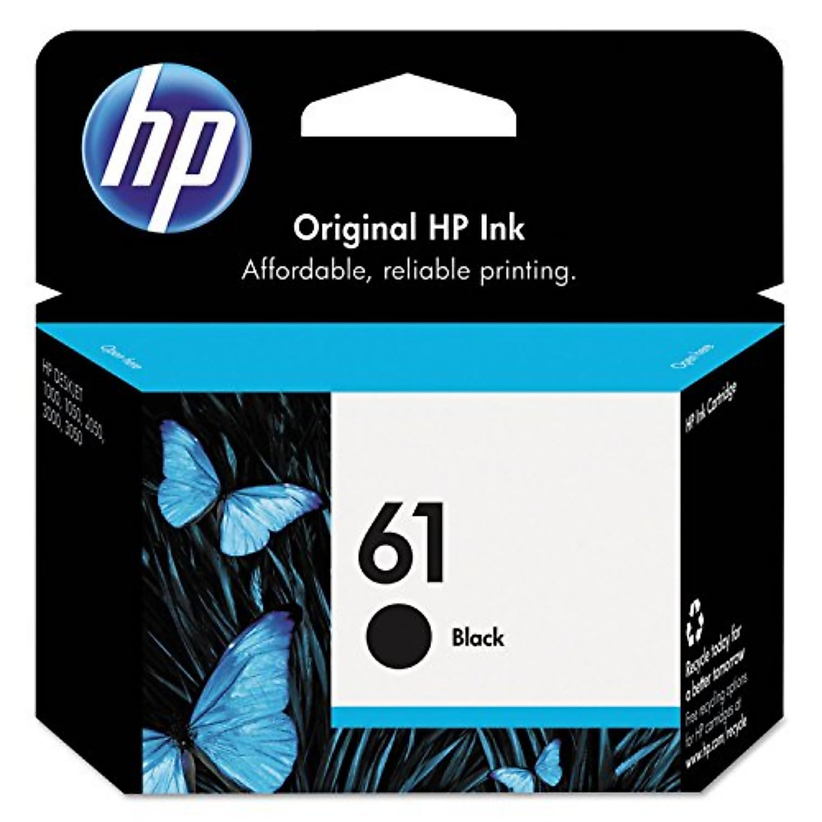 Original HP 61 Black Ink Cartridge | Works with DeskJet 1000, 1010, 1050, 1510, 2050, 2510, 2540, 3000, 3050, 3510; ENVY 4500, 5530; OfficeJet 2620, 4630 Series | Eligible for Instant Ink | CH561WN