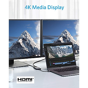 Anker USB C to Dual HDMI Adapter, Compact and Portable USB C Adapter, Supports 4K@60Hz and Dual 4K@30Hz, for MacBook/LenovoYoga/Thinkpad, XPS, and More [macOS only Support SST Mode]