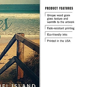 Lantern Press 6x9 Inch Wood Sign, Ready to Hang Wall Decor, Sanibel Island, Florida, Memories Made Here, Sandy Staircase, Beach Sentiment