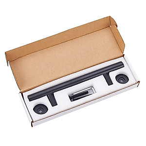 FaithLand 12" Heavy Duty Pull and Flush Door Handle Set in Black, Sliding Barn Door Handle - Fit Doors Up to 2 3/8''