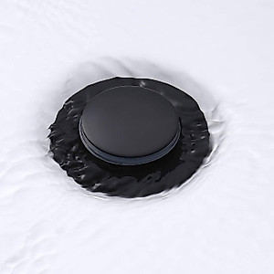 KES Bathroom Sink Drain with Overflow Pop Up Drain Assembly Vessel Sink Stopper Matt Black, S2007A-BK