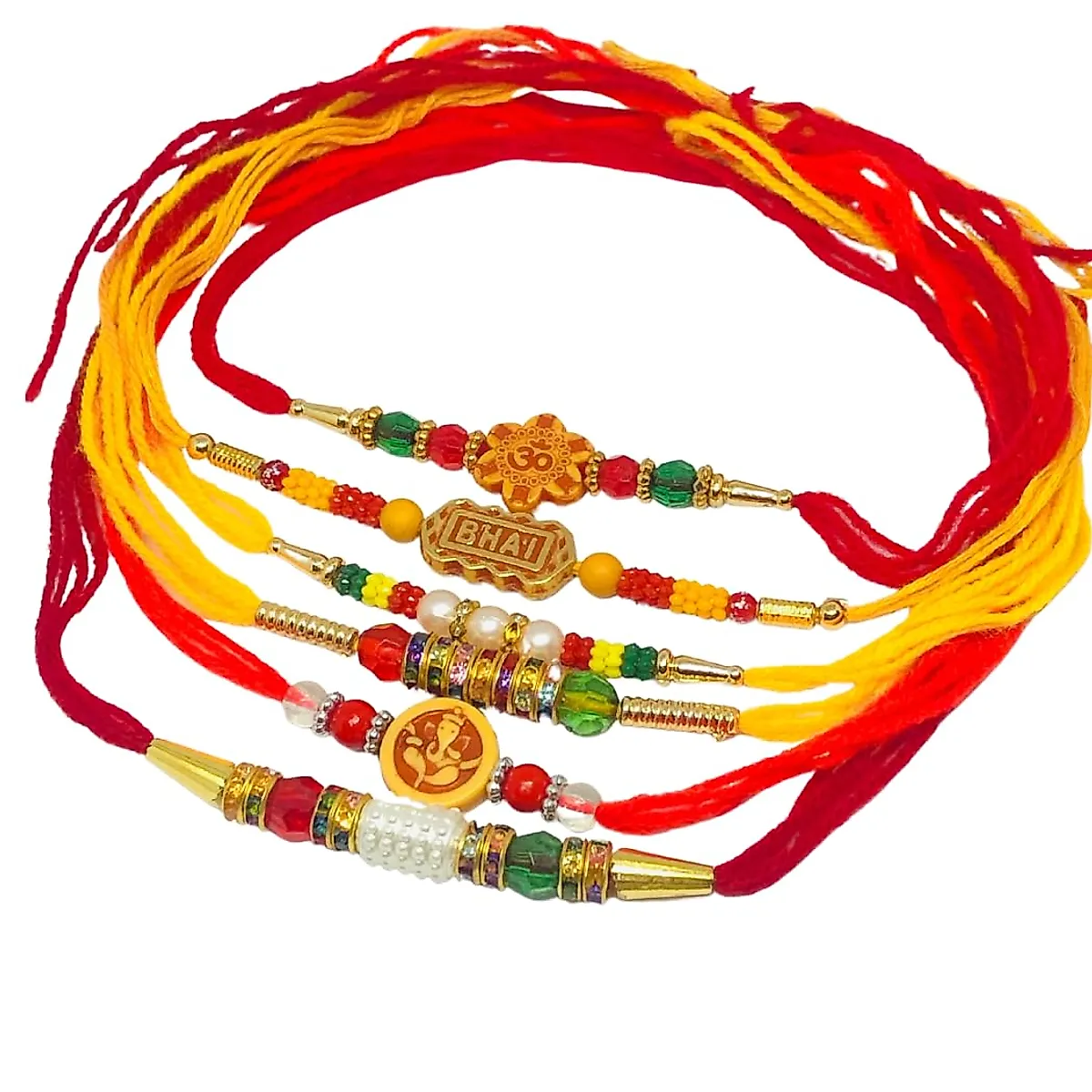 Whopper Pack of 6 Rakhi for Brother with Multi-Design Rakhee Bracelet for Bhai Bhaiya Indian Rakhi Raksha Bandhan Festival Traditional Rakhi Gift for Brothers