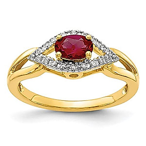 Diamond2Deal 14k Yellow Gold Lab Grown Diamond and Ruby Engagement Wedding Ring
