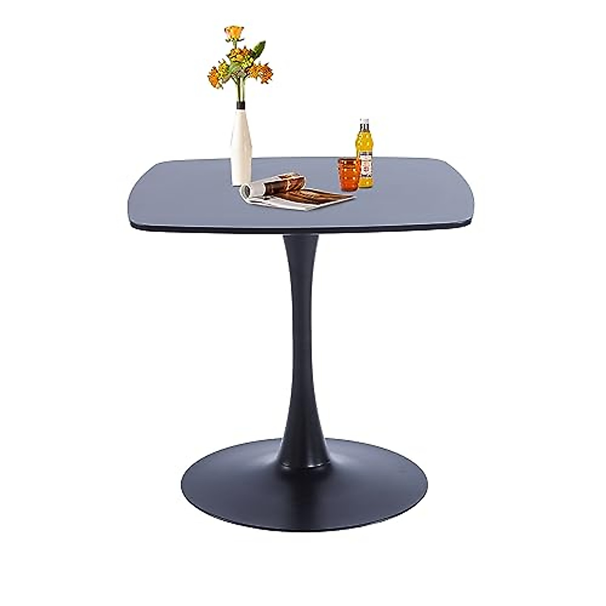 ANDORON Square Dining Table, 32 Inches Kitchen Tulip for 2-4 People, MDF Top and Metal Base, Modern Small Space Room Circle, End Leisure Coffee Side (32" - Square, Black)