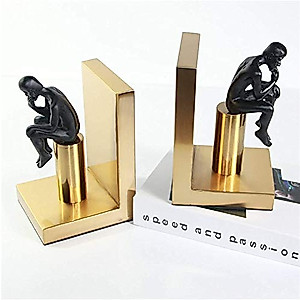 Bookend Supports HeavyDuty ， Small Humanoid Bookend Book Organizer Set of Two Iron Children Adults Desk Office Home Decoration Gift