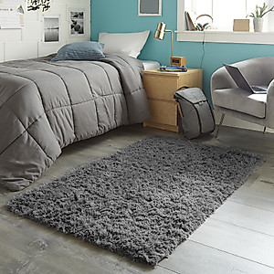 Ophanie 3x5 Rug, Bedside Preppy Dorm Area Rug, College Essentials Non Slip Grey Small Carpets for Bedroom, Anti Slip Fluffy Gray Living Room Rugs Home Decor Aesthetic, Nursery