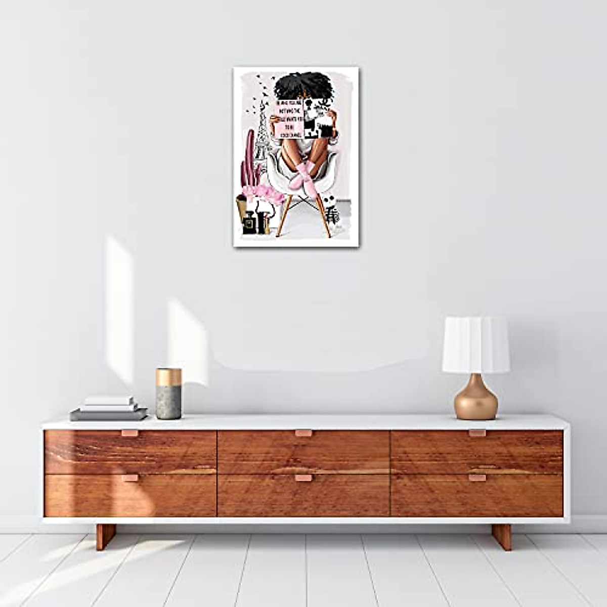 African American Wall Art Fashion Black Woman Queen Painting Home Decor For Bedroom Living Room Black Wall Art Woman Gifts Framed Ready To Hang12x16inch