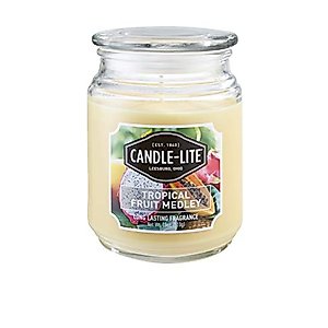 Candle-lite Scented Candles, Tropical Fruit Medley Fragrance, One 18 oz. Single-Wick Aromatherapy Candle, Yellow Color
