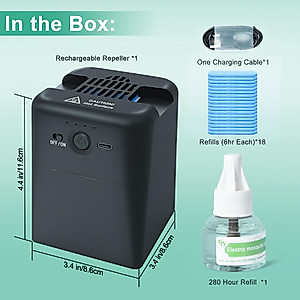 Simashts Mosquito Repellent Outdoor Patio, Rechargeable Mosquito Repeller Indoor with 20' Mosquito Protection Zone, Includes Mosquito Repellent Refills, for Camping