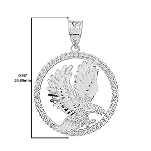 Animal Kingdom .925 Sterling Silver American Eagle 1” Round Frame Pendant - Pendant Only