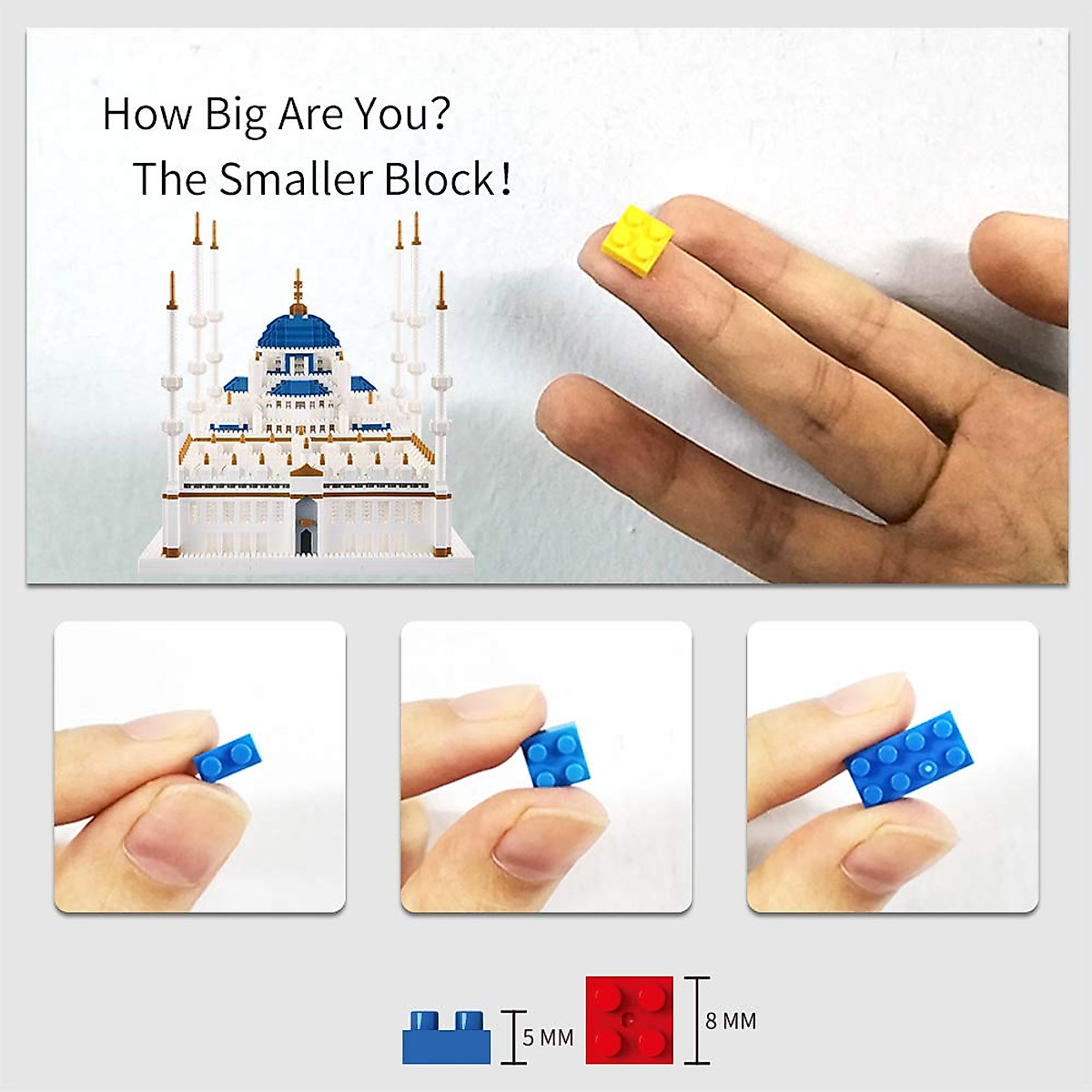 KLMEi Micro Building Blocks Set 6850 Pcs Blue Mosque Miniature World Landmark Architectural Construction Model for Adult and Children Age of 14+