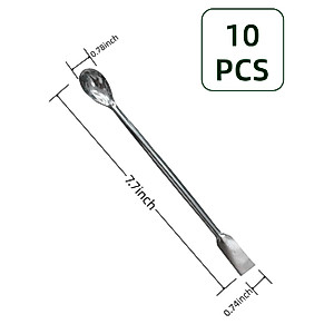 luvilly 10PCS Stainless Steel Lab Spoon Spatula - 2 in 1 Mixing and Sampling Tool