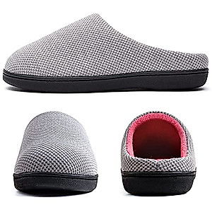 RockDove Women's Birdseye Knit Memory Foam Slipper, Size 9-10 US Women, Grey/Pink