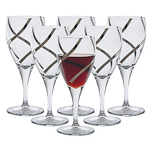 Glazze Crystal VNG-080-PL Red Wine Glasses Set | Hand-Cut with an Interwoven 24K Platinum Detailing Throughout | Stunning Stemware Designed to Perfection | Set of 6, 8.5" Tall 10 oz capacity