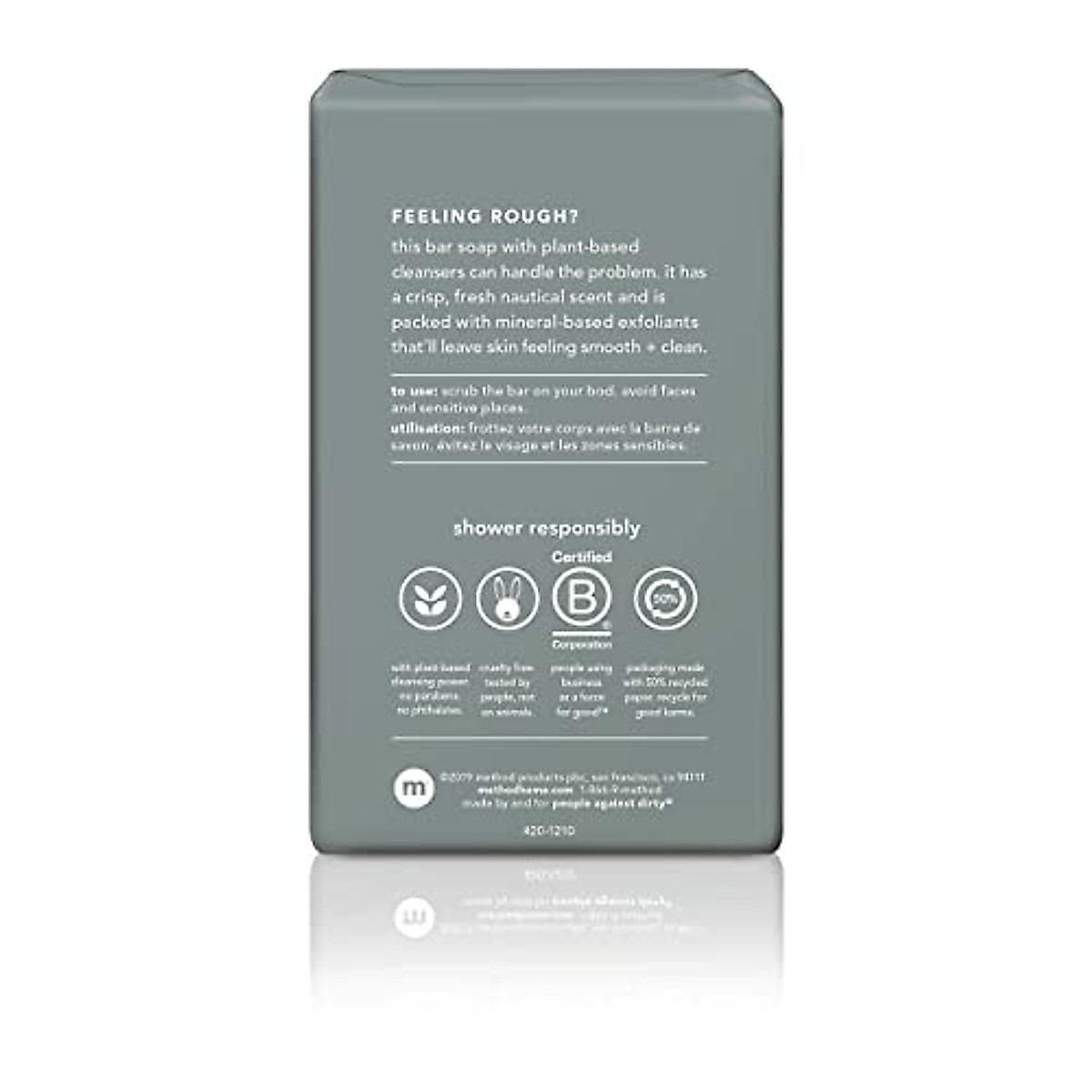 Method Men's - Sea + Surf Body Wash 18 Ounce & Sea + Surf Exfoliating Bar Soap, 6 oz - Set of 2