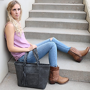 Lady Conceal Concealed Carry Purse - Locking Cora Stitched Gun Tote (Gray)