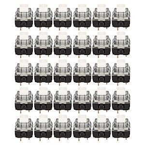 30Pcs Mechanical Keyboard Switches, DIY Waterproof Silent Replaceable Keyboard Switches, Support Backlight Function for Gaming DIY Keyboard (White Switch Black Base)