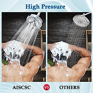 Aiscsc 8 Spray Modes Shower Head, 5 Inch High Pressure Shower Heads with 62 Anti-Clogging Nozzles and Adjustable Brass Ball Joint, Chrome Finish, Replacement for Bathroom Showerhead
