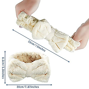 3 Pieces Towel Headbands for Women Makeup Headband for Washing Face Makeup Spa Headband, Microfiber Bowtie Shower Headband for Women(Pink, Blue, White)