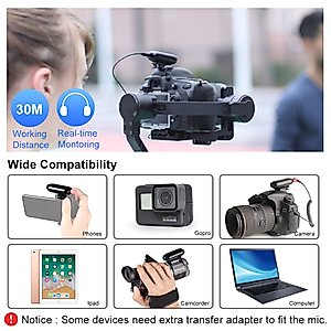 LESNGO 318C Wireless Lavalier Microphone, 20 UHF Channel Wireless Lapel Microphone XLR Lav Mic Compatible with iPhone Smartphone Camera Microphone for Streaming YouTube Interview Vlog (Black)