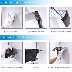 simpletome ONE Hand Tear Paper Towel Holder Under Cabinet Adhesive or Drilling Installation Aluminum Alloy + ABS (Black)