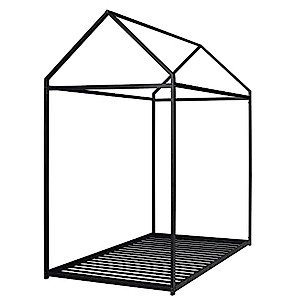 AOCOROE Twin Size House Bed Frame Floor Height Platform Bed for Boys and Girls. Metal Twin Bed House Shaped Canopy Bed Frame with Slats