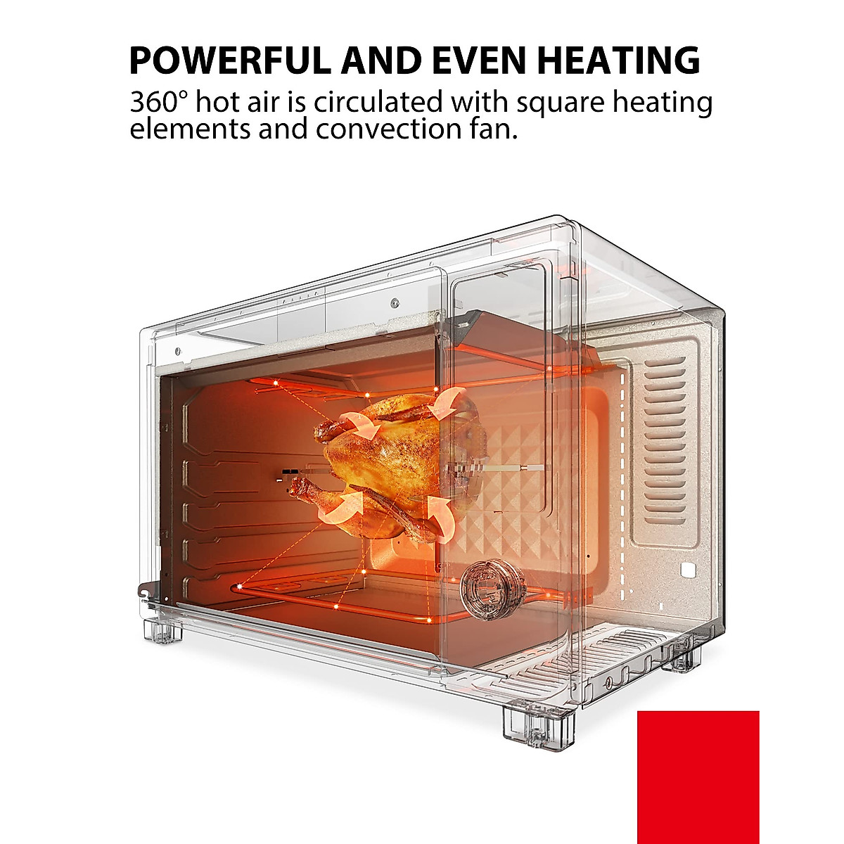 TOSHIBA Hot Air Convection Toaster Oven, Extra Large 34QT/32L, 9-in-1 Cooking Functions, Crispy Grill, Dehydrate, Rotisserie, 6 Accessories Included, 1650W, Black Stainless Steel