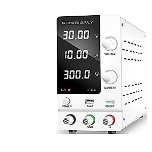 DC Power Supply, Encoder Adjustable DC Power Supply 30V 10A Voltage Regulator LCD Digital Laboratory Stabilizer Switching Lab Power Bench Source,Electroplating DIY(SPPS-C3010 White)