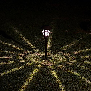 GIGALUMI Super Bright Solar Outdoor Lights 4 Pack, Waterproof Metal Automatic Path Lights with Glass Stainless Steel, Solar Yard Lights Decorative for Path, Garden, Lawn, Patio and Walkway