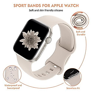 Acrbiutu 6 Pack Bands Compatible with Apple Watch 38mm 40mm 41mm 42mm 44mm 45mm 49mm, Soft Replacement Silicone Accessories Sport Strap Wristbands for iWatch Series Utral 8/7/6/5/4/3/2/1 SE Women Men